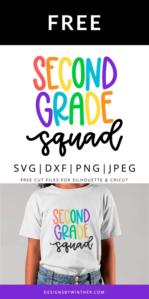 Free second grade squad svg dxf png & jpeg – Designs By Winther
